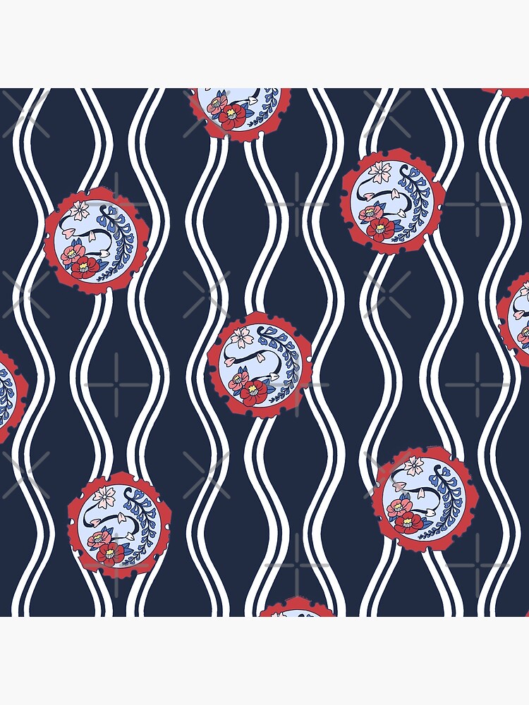 "Traditional Japanese Floral Tatewaku Spring Flowers Pattern with ...