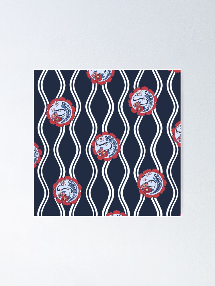 "Traditional Japanese Floral Tatewaku Spring Flowers Pattern with ...