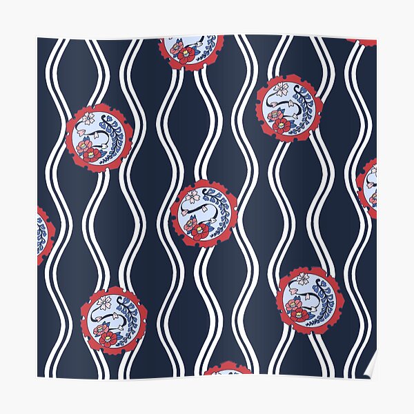 "Traditional Japanese Floral Tatewaku Spring Flowers Pattern with ...