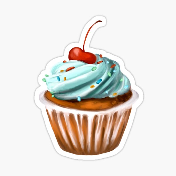 "Blue Frosting Cupcake" Sticker for Sale by elizablock | Redbubble