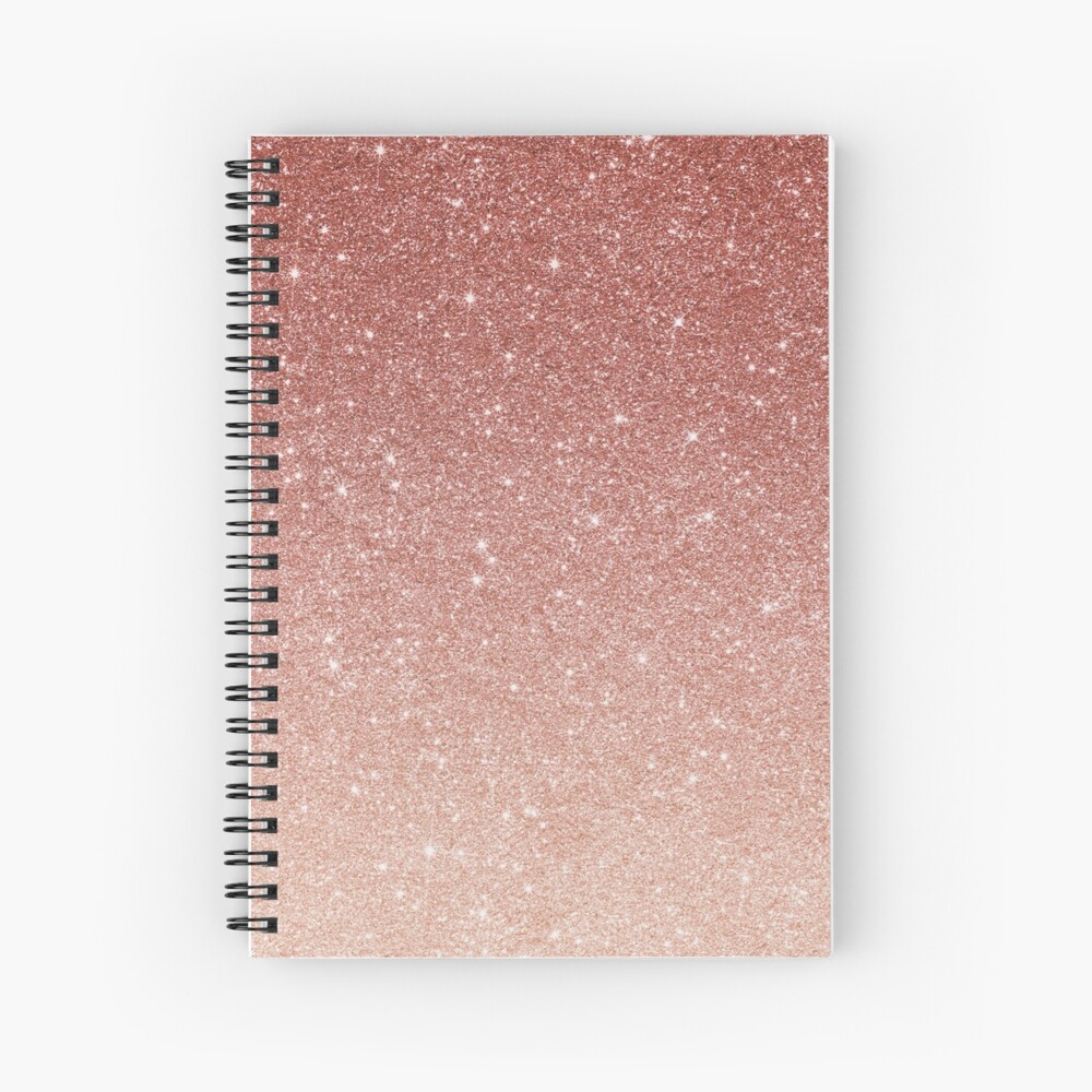 "Ombre Rose Gold Pink Glitter Sparkle " Spiral Notebook by ColorFlowArt ...