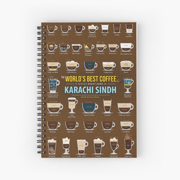 Karachi sindh Pakistan Coffee Types Chart Spiral Notebook By Coffee karachi-sindh-pakistan-coffee-types-chart-spiral-notebook-by-coffee