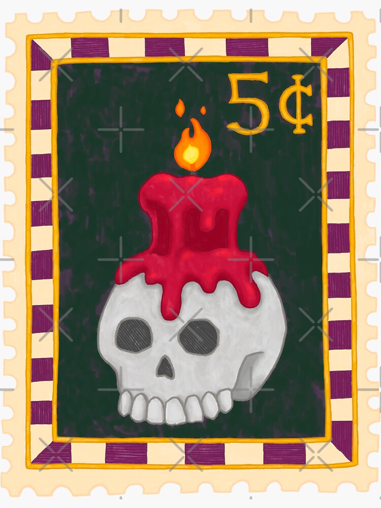 "skull postage stamp" Sticker by evthewitch | Redbubble