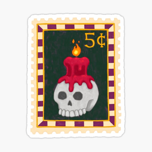 "skull postage stamp" Sticker by evthewitch | Redbubble