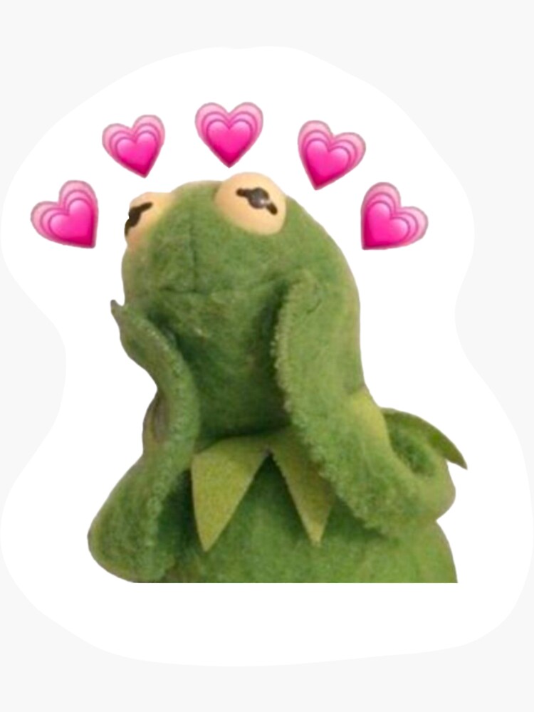 "kermit love hearts sticker aesthetic " Sticker for Sale by ugust ...