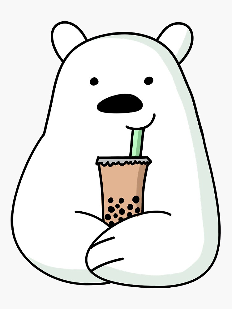 "Ice Bear Drinking Bubble Tea" Sticker for Sale by ruby-lu | Redbubble