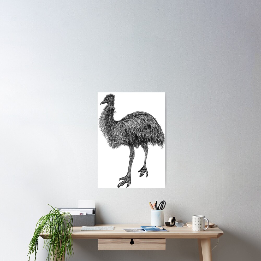 "Fluffy the Emu" Poster by Wildcard-Sue | Redbubble