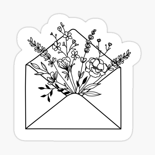 "Envelope with Flowers " Sticker for Sale by gracecarter24 | Redbubble