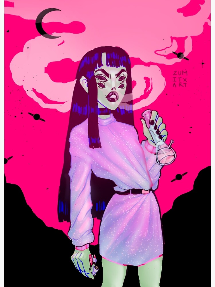 "Cute Alternative Alien Girl Drawing" Framed Art Print by zumitxart ...