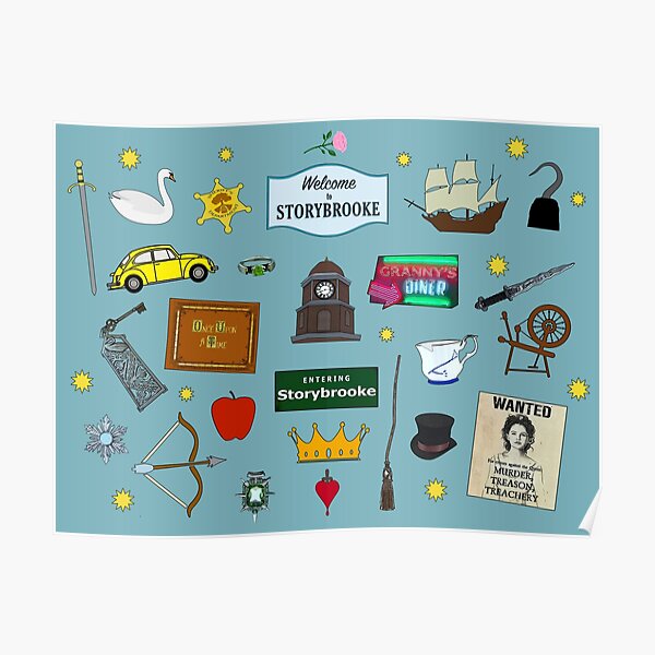 "Once Upon a Time Character Symbols & Icons" Poster by mpalusodesigns ...