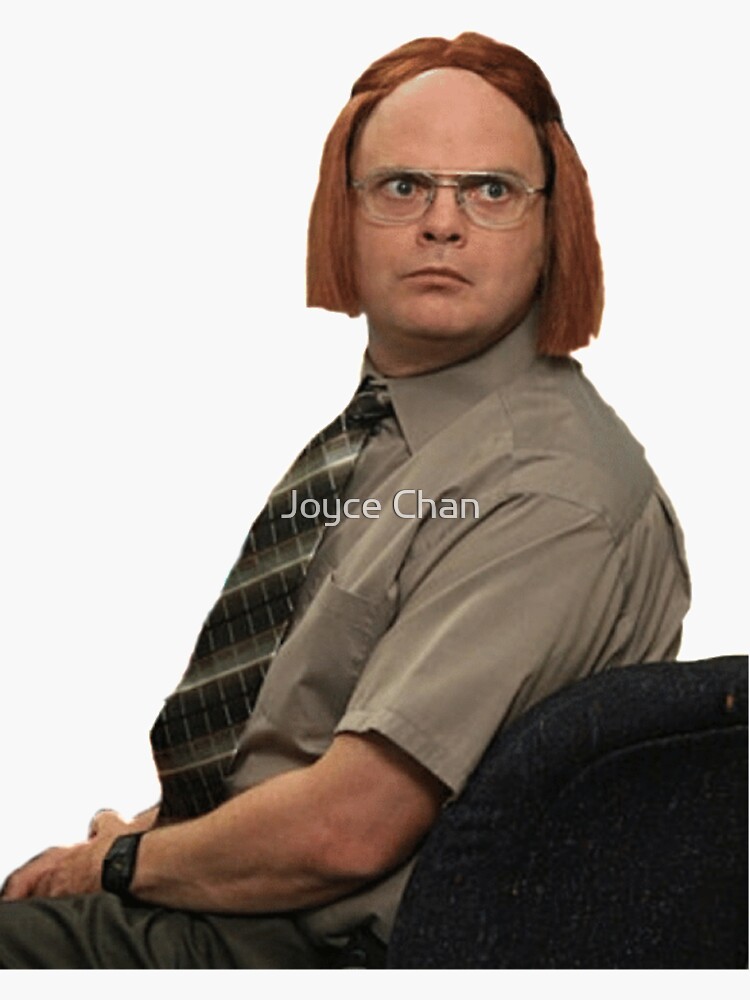 "dwight with a wig" Sticker for Sale by Joycechan20 | Redbubble