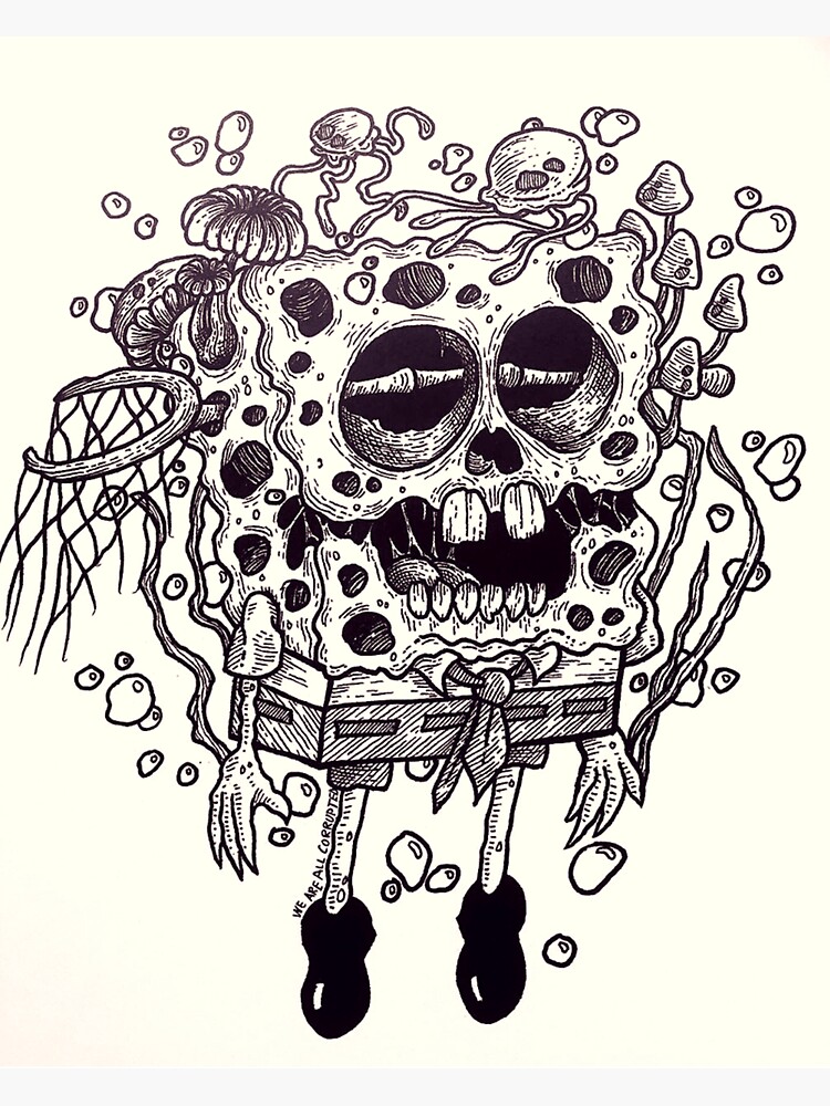Magnet for Sale avec l'œuvre « Art original Dead SpongeBob par Abhileo ...