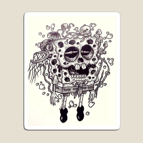 Magnet for Sale avec l'œuvre « Art original Dead SpongeBob par Abhileo ...