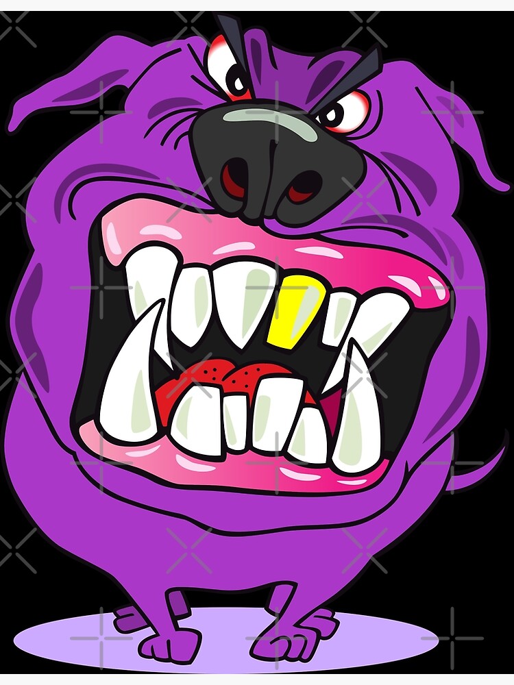 Lámina fotográfica «Perro violeta enojado de dibujos animados con un ...