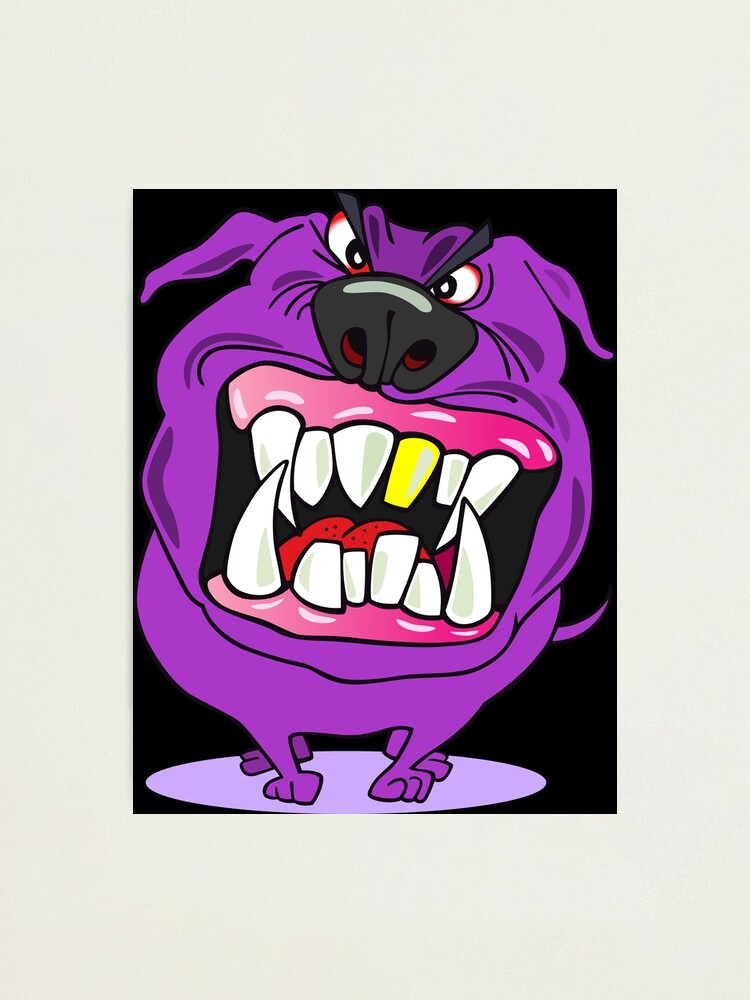 Lámina fotográfica «Perro violeta enojado de dibujos animados con un ...