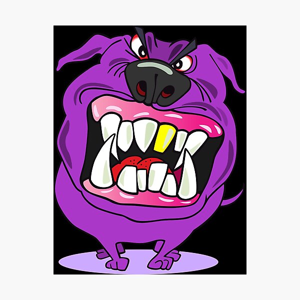 Lámina fotográfica «Perro violeta enojado de dibujos animados con un ...