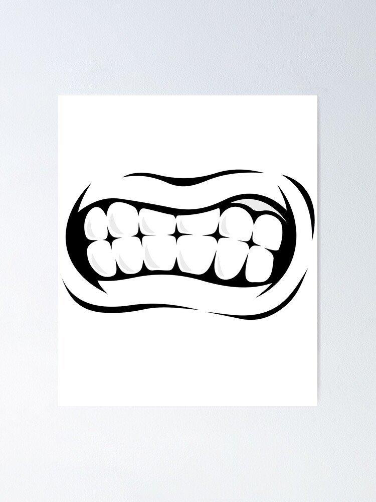 "Toothy Smile - Funny Mouth Drawing" Poster for Sale by cgroenewald ...