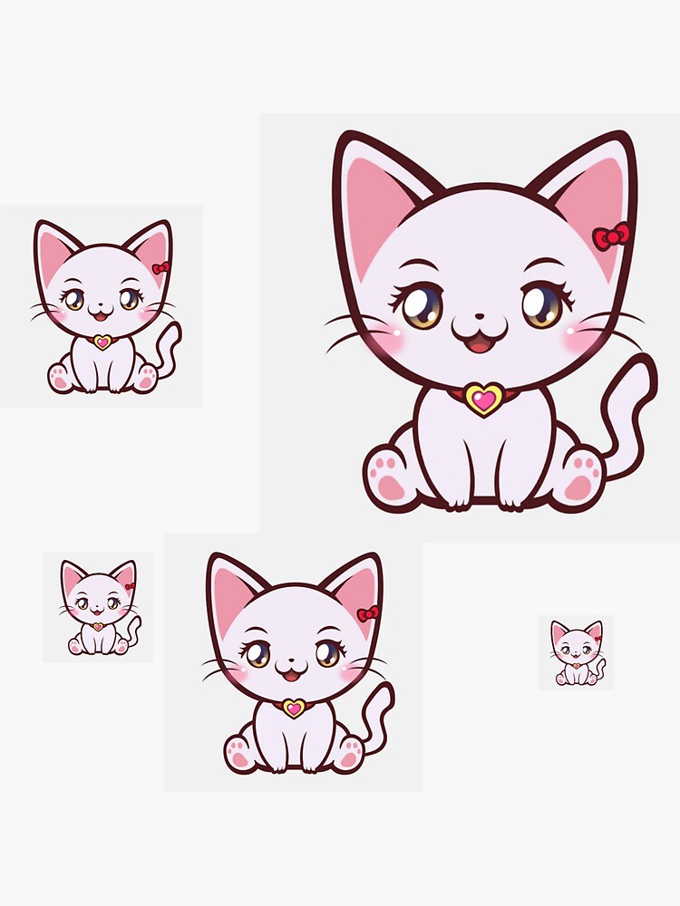 "Cute pink cat" Sticker by sachindavis | Redbubble