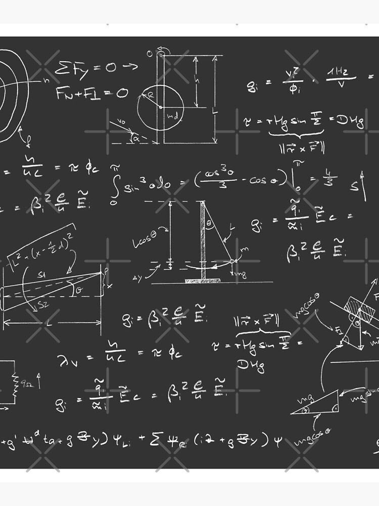 "Physics diagrams and formulas chalk handwriting on blackboard" Mounted ...