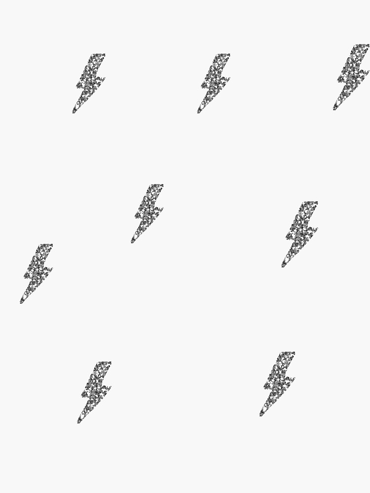 "Silver Glitter Lightning Bolts" Sticker for Sale by jillhaber | Redbubble