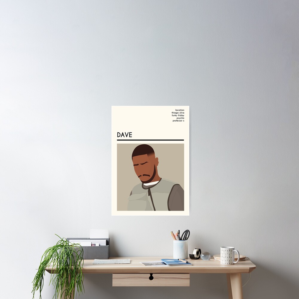"Dave UK Rapper Musician Wall Art and More" Poster for Sale by rehmat ...