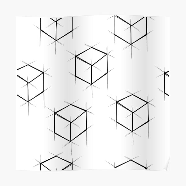 "Abstract modern blueprint style cubic boxes" Poster for Sale by ...