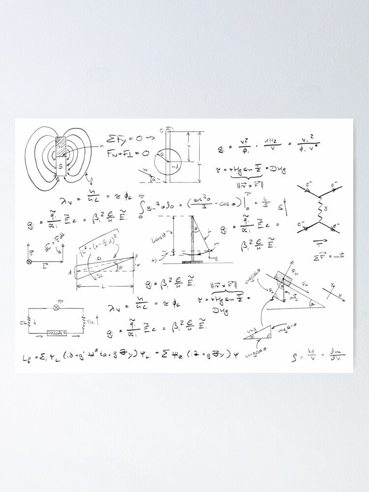 "Physics science diagrams and formulas" Poster by UDDesign | Redbubble