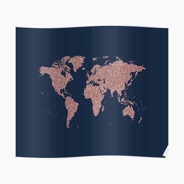 "World Map Rose Gold Glitter Sticker" Poster by T-shirt-Designs | Redbubble