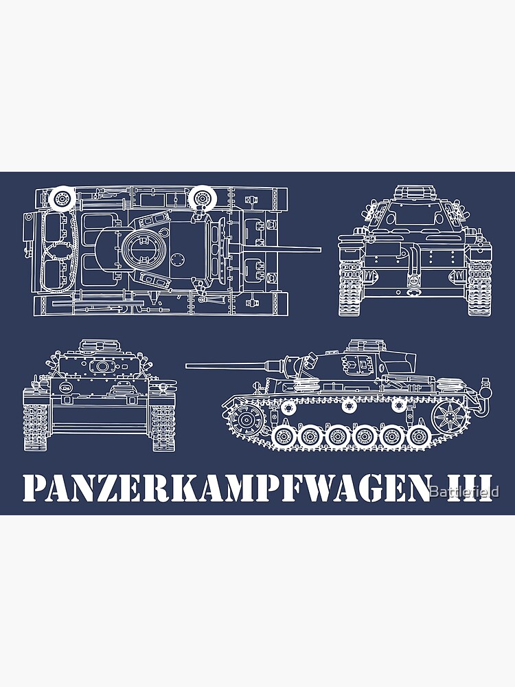 "Panzer III German Army Tank Blueprint WWII Gift" Poster for Sale by ...
