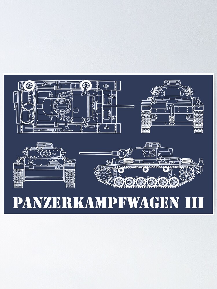 "Panzer III German Army Tank Blueprint WWII Gift" Poster for Sale by ...