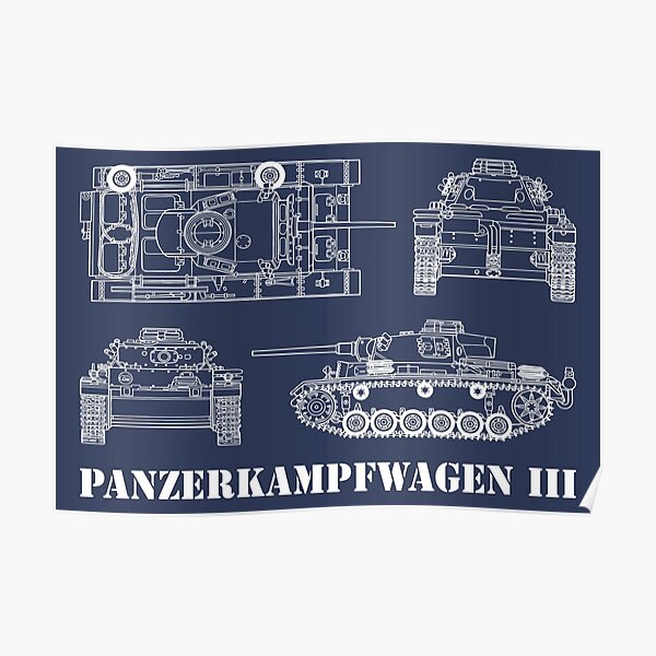 "Panzer III German Army Tank Blueprint WWII Gift" Poster for Sale by ...