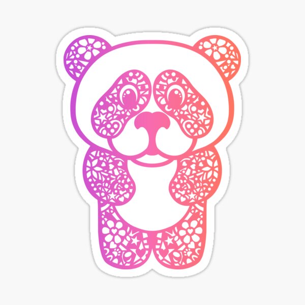 "Cute Panda Mandala / Zentangle Design Pink Gradient Colour" Sticker ...