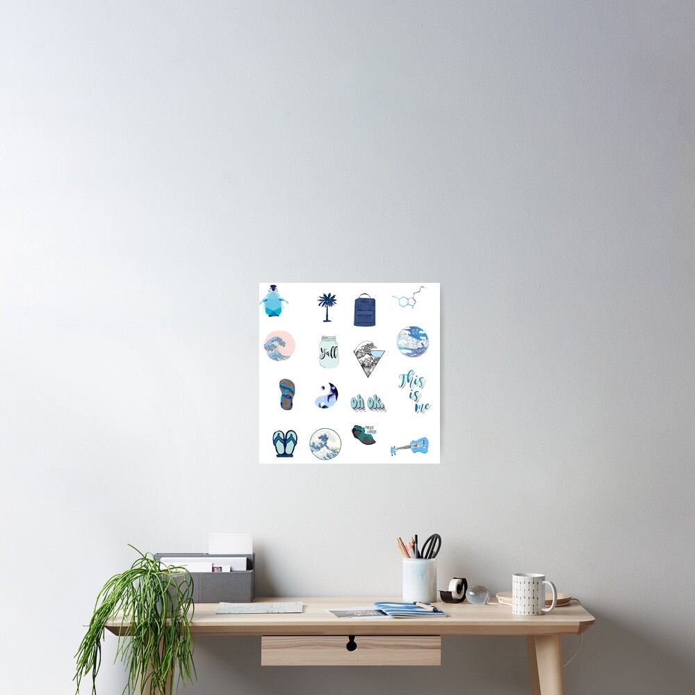 "Blue vsco sticker pack" Poster for Sale by Slbdesignss | Redbubble