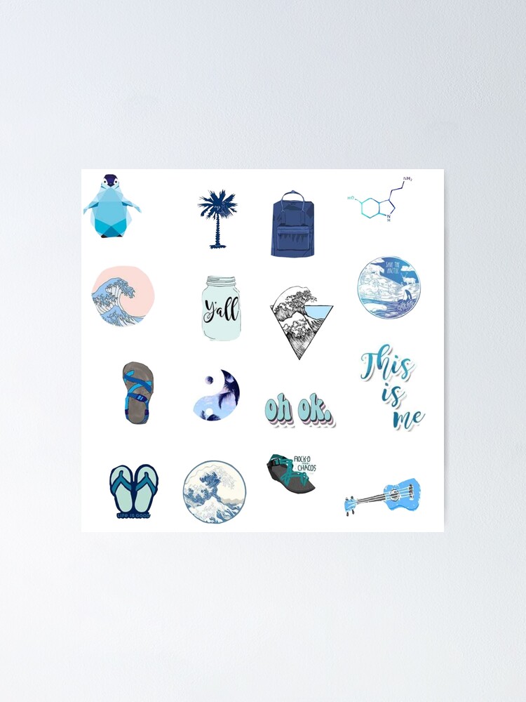 "Blue vsco sticker pack" Poster for Sale by Slbdesignss | Redbubble