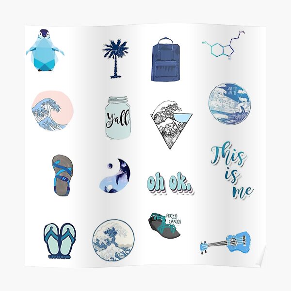 "Blue vsco sticker pack" Poster for Sale by Slbdesignss | Redbubble
