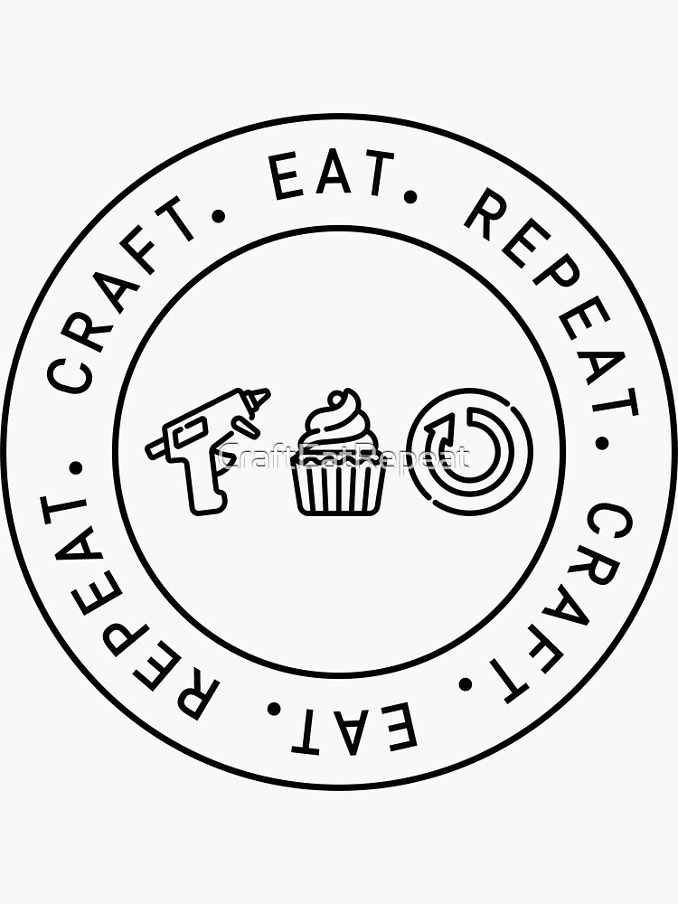 "Craft Eat Repeat Logo Youtube Merch - Black and White" Sticker for ...