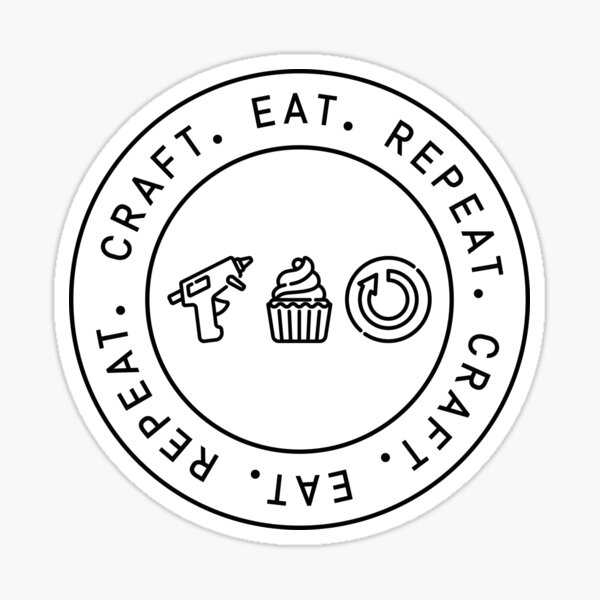 "Craft Eat Repeat Logo Youtube Merch - Black and White" Sticker for ...