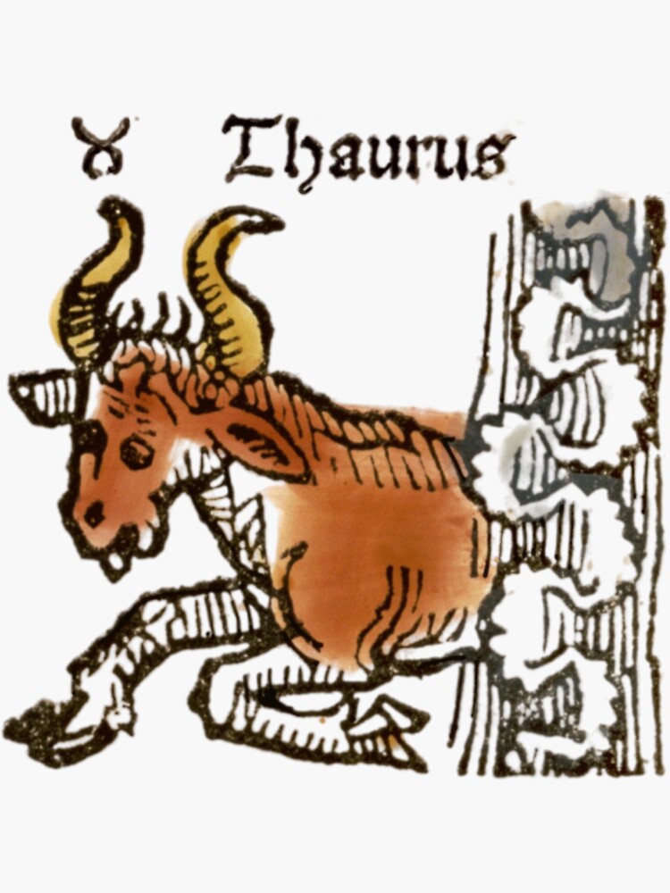 "Medieval Taurus Zodiac Logo" Sticker by tkarhou | Redbubble