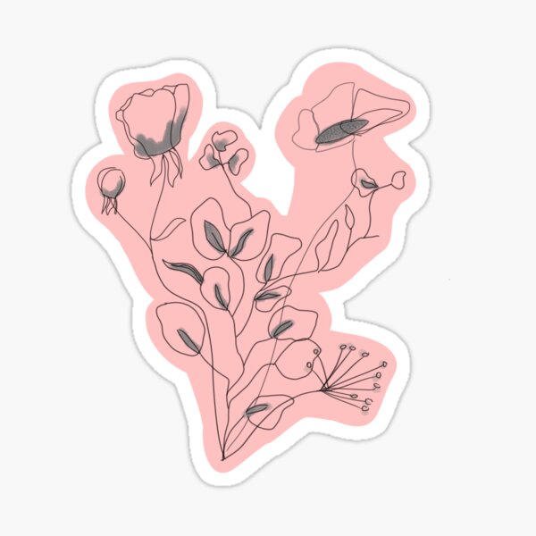 "Floral line art" Sticker for Sale by Eminste | Redbubble