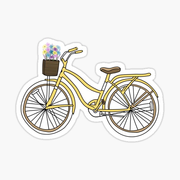 "yellow bike with flowers" Sticker for Sale by katiesully99 | Redbubble
