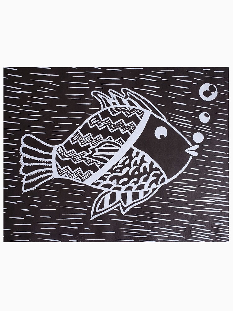 "Patterned Fish Linoleum Block Print " T-shirt for Sale by BritW1509 ...