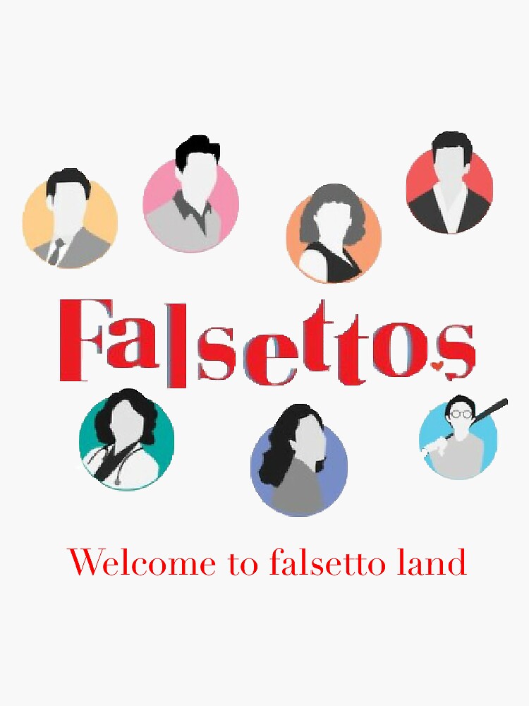 "Falsettos logo with a twist" Sticker for Sale by yaboi-cooper | Redbubble