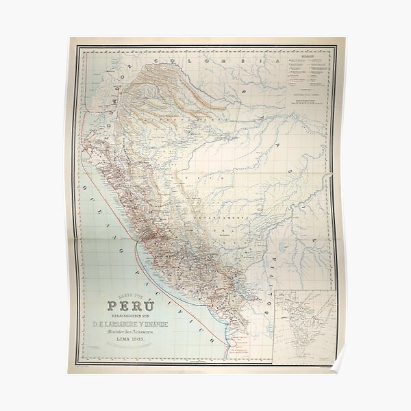 "Vintage Map of Peru (1903)" Poster by BravuraMedia | Redbubble