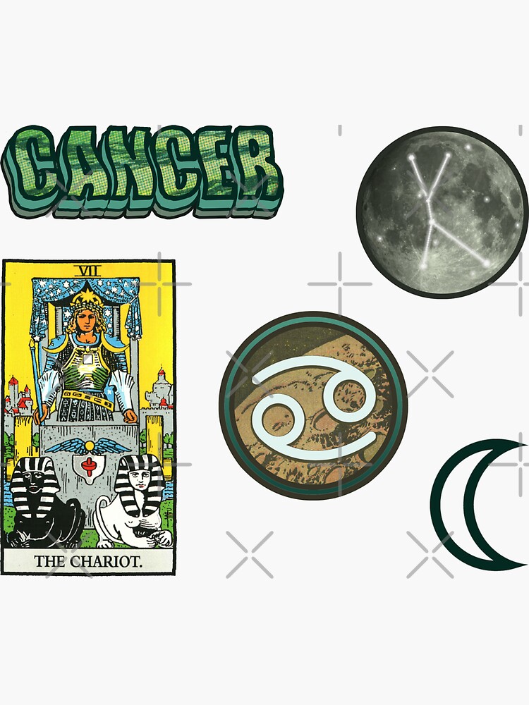 "Zodiac Sign Cancer Sticker Pack - Tarot card, Zodiac Symbol, The Moon ...