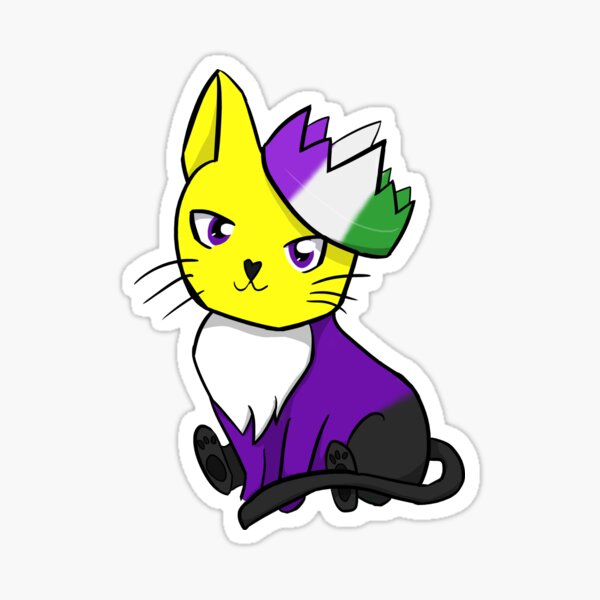 "Non-Binary Genderqueer Pride Cat" Sticker for Sale by LunarDoodles ...