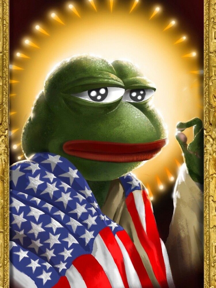 "Pepe sticker Jesus with American Flag funny meme " T-shirt for Sale by ...