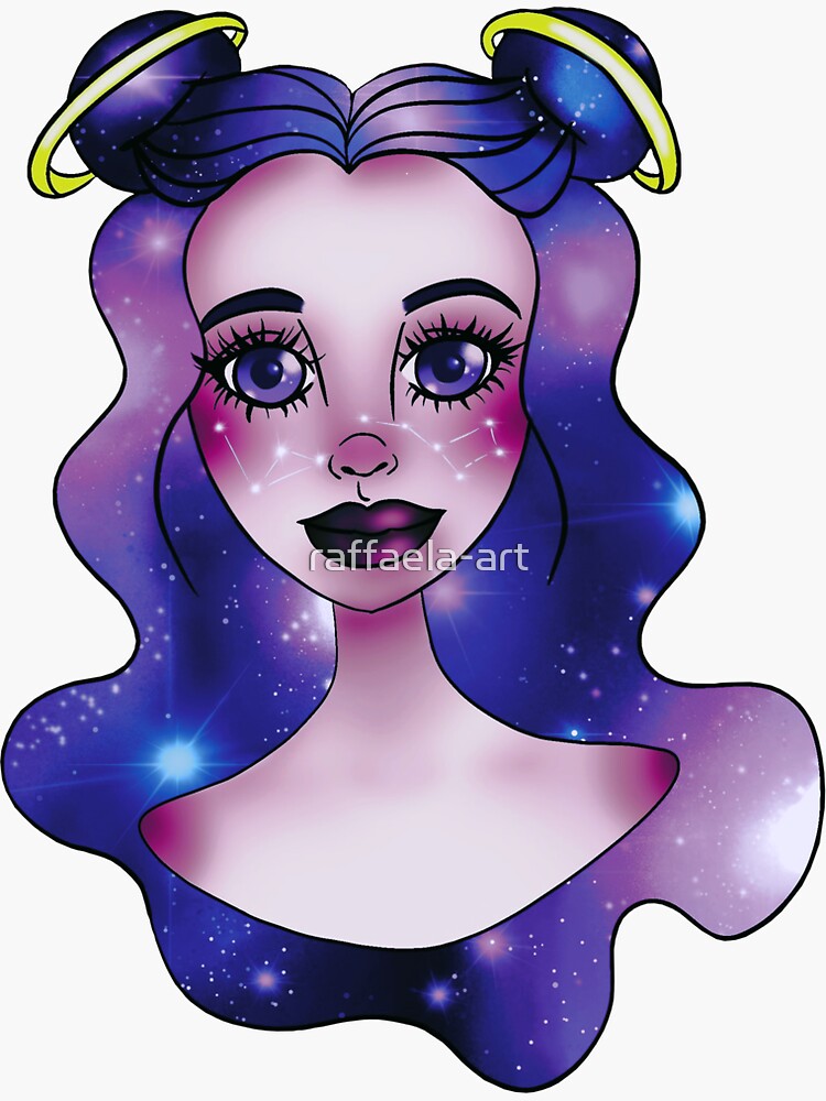 "Purple Galaxy Girl " Sticker by raffaelas-art | Redbubble
