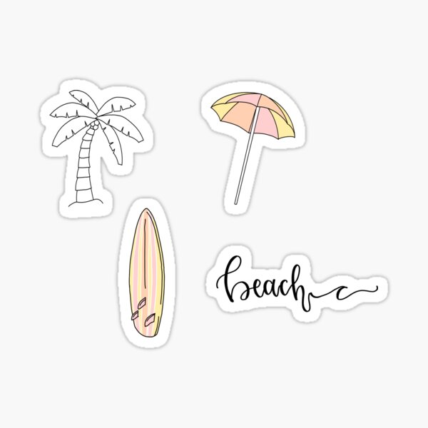 "day at the beach pack" Sticker for Sale by maggiee000 | Redbubble