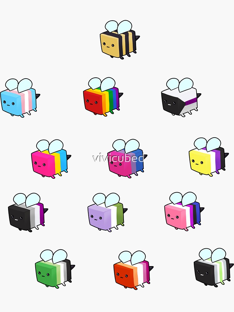 "pride bees!" Sticker for Sale by vivicubed | Redbubble