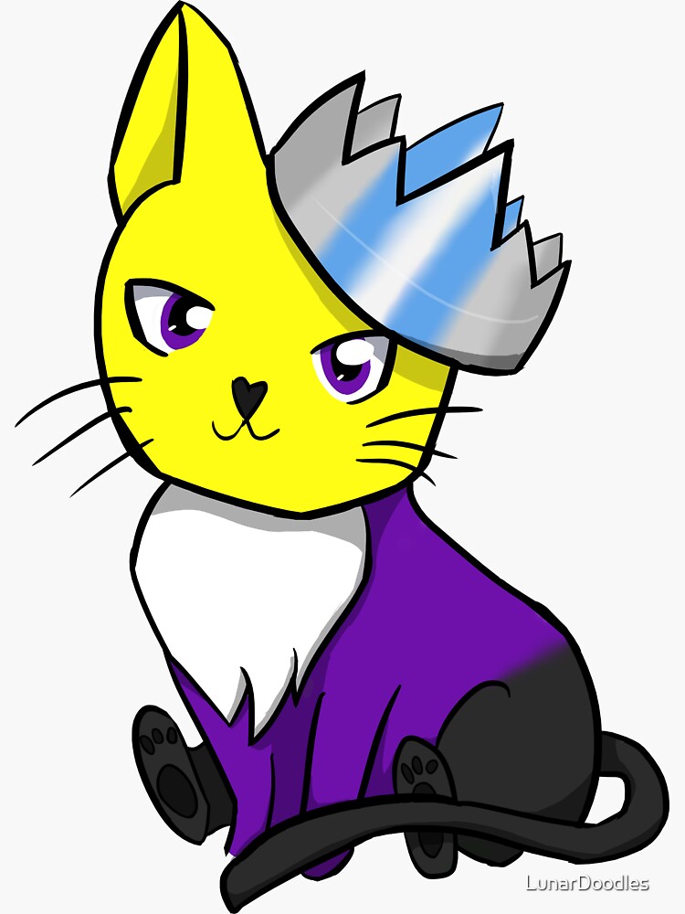 "Non-Binary Demiboy Pride Cat" Sticker for Sale by LunarDoodles | Redbubble